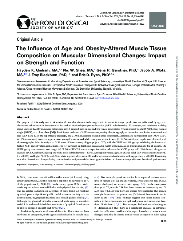 (PDF) The Influence of Age and Obesity-Altered Muscle Tissue ...