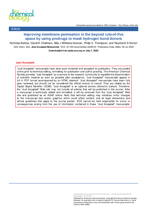 (PDF) Improving Membrane Permeation in the Beyond Rule-of-Five Space by ...