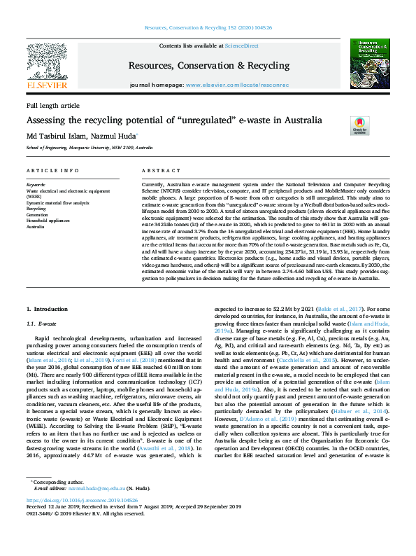 (PDF) Assessing the recycling potential of “unregulated” e-waste in ...