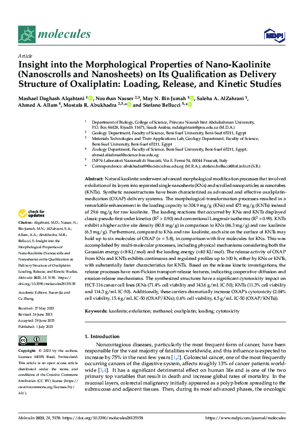 (PDF) Insight into the Morphological Properties of Nano-Kaolinite (Nanoscrolls and Nanosheets ...