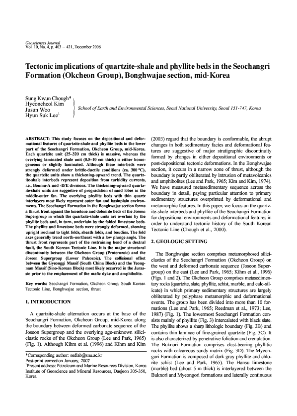 (PDF) Tectonic implications of quartzite-shale and phyllite beds in the ...