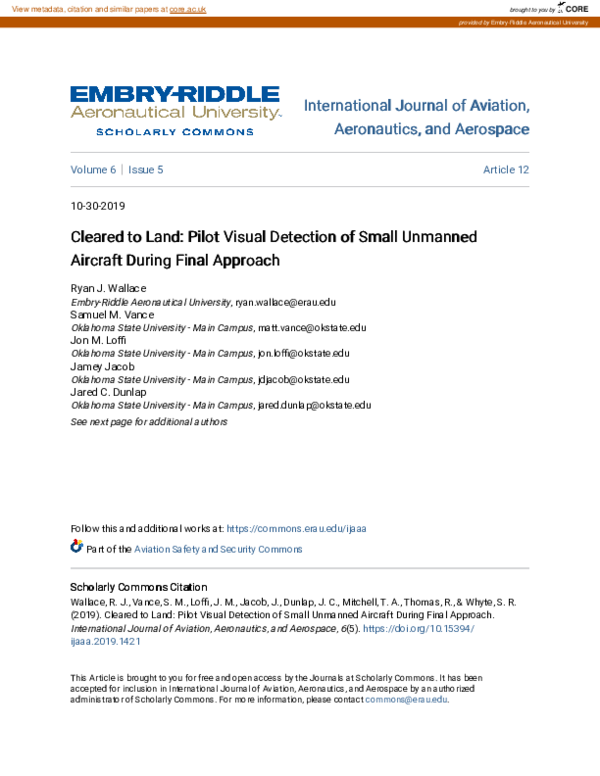 (PDF) Cleared to Land: Pilot Visual Detection of Small Unmanned ...
