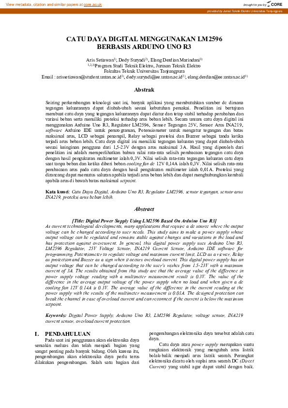 (PDF) Catu Daya Digital Menggunakan LM2596 Berbasis Arduino Uno R3