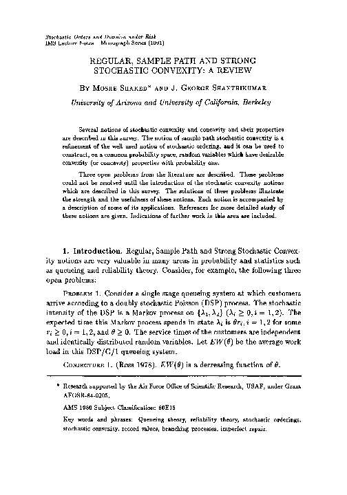 (PDF) Regular, sample path and strong stochastic convexity: a review
