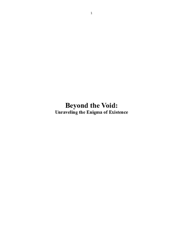 (DOC) Beyond the Void: Unraveling the Enigma of Existence