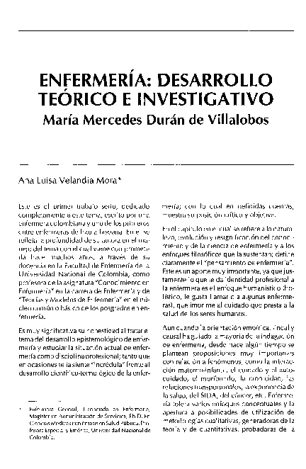 (PDF) Enfermería: desarrollo teórico e investigativo. María Mercedes ...