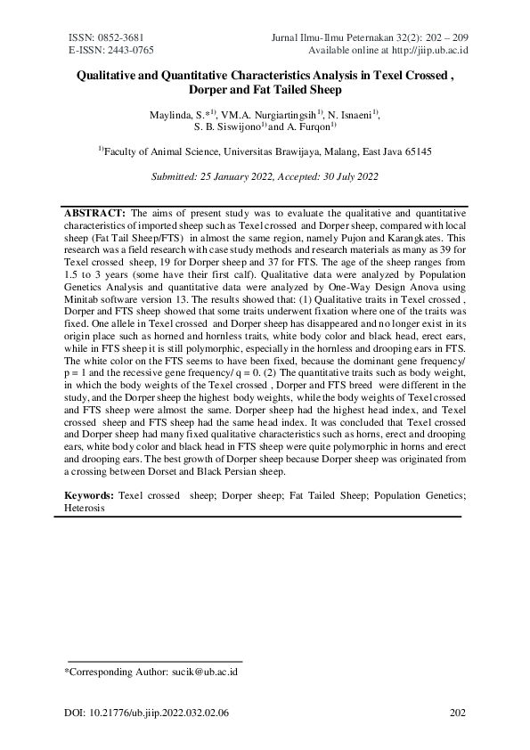 (PDF) Qualitative and Quantitative Characteristics Analysis in Texel ...