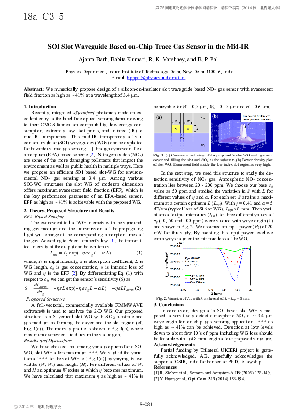 (PDF) SOI Slot Waveguide Based on-Chip Trace Gas Sensor in the Mid-IR