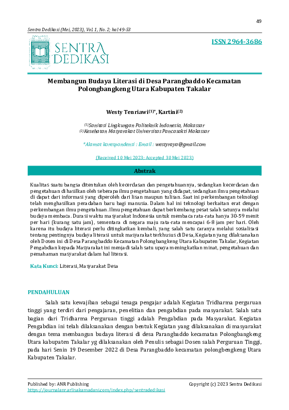 (PDF) Membangun Budaya Literasi di Desa Parangbaddo Kecamatan Polongbangkeng Utara Kabupaten Takalar