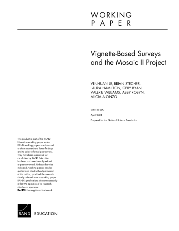 (PDF) Vignette-based surveys and the Mosaic II project