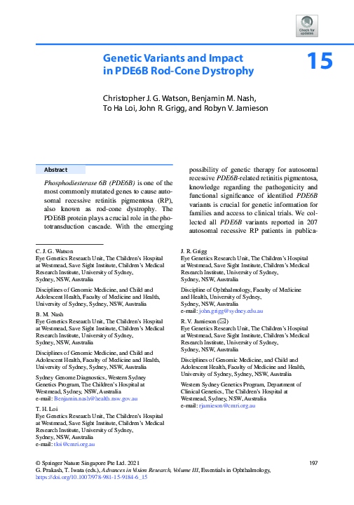(PDF) Genetic Variants and Impact in PDE6B Rod-Cone Dystrophy | Tô Lợi ...