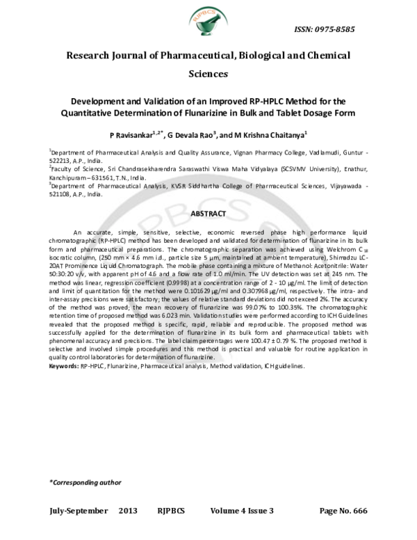 (PDF) Development and Validation of an Improved RP-HPLC Method for the Quantitative ...