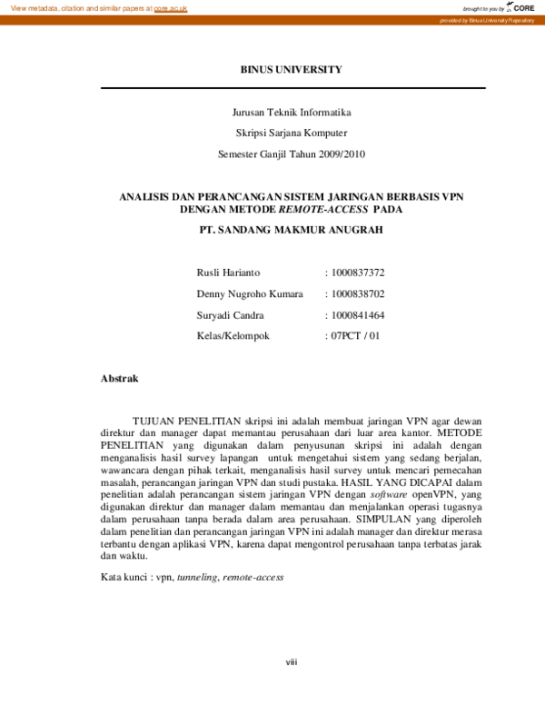 (PDF) Analisis Dan Perancangan Sistem Jaringan Berbasis VPN Dengan Metode Remote Access Pada Pt ...