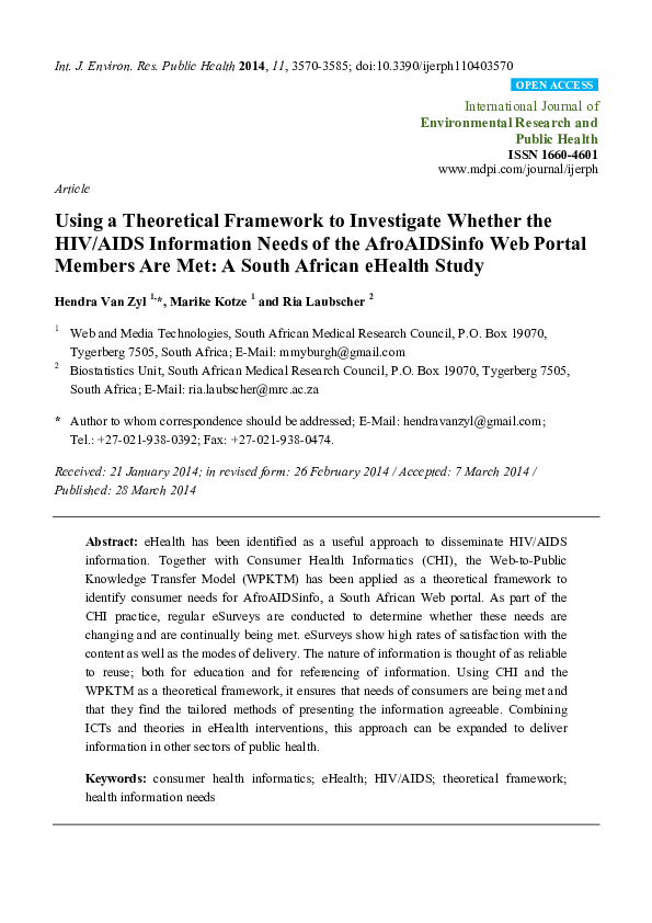 (PDF) Using a Theoretical Framework to Investigate Whether the HIV/AIDS ...