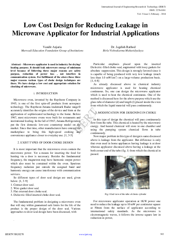 (PDF) Low Cost Design for Reducing Leakage in Microwave Applicator for ...