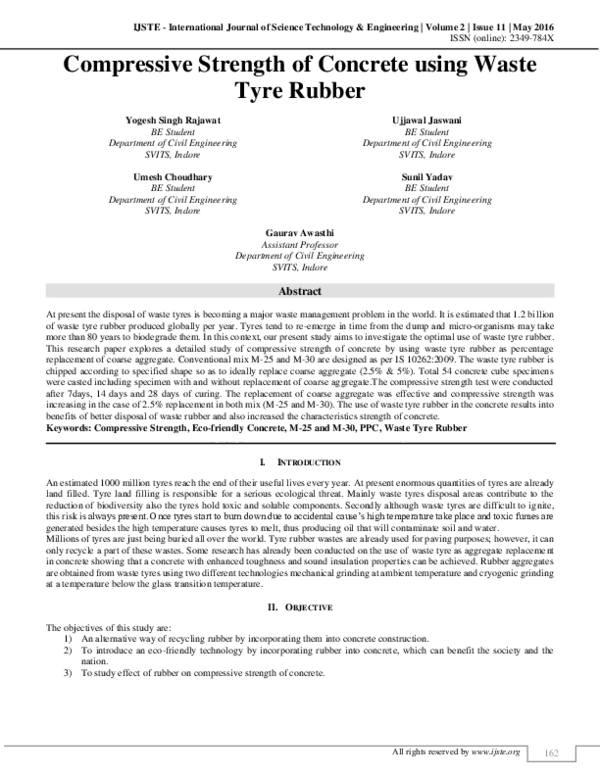 (PDF) Compressive Strength of Concrete using Waste Tyre Rubber