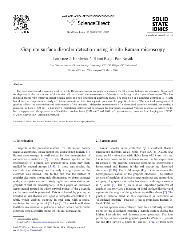 (PDF) Graphite surface disorder detection using in situ Raman ...