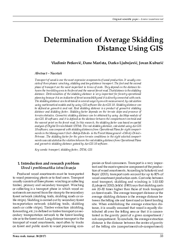(PDF) Determination of Average Skidding Distance Using GIS