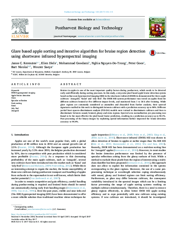 Pdf Glare Based Apple Sorting And Iterative Algorithm For Bruise Region Detection Using