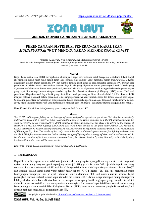(PDF) Perencanaan Distribusi Penerangan Kapal Ikan Multipurpose 70 Gt ...