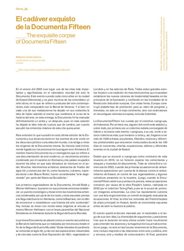(PDF) El cadáver exquisito de la Documenta Fifteen