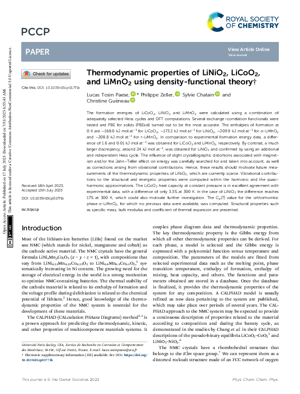 (PDF) Thermodynamic properties of LiNiO2, LiCoO2, and LiMnO2 using ...