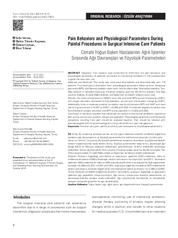 (PDF) Pain Behaviors and Physiological Parameters During Painful ...