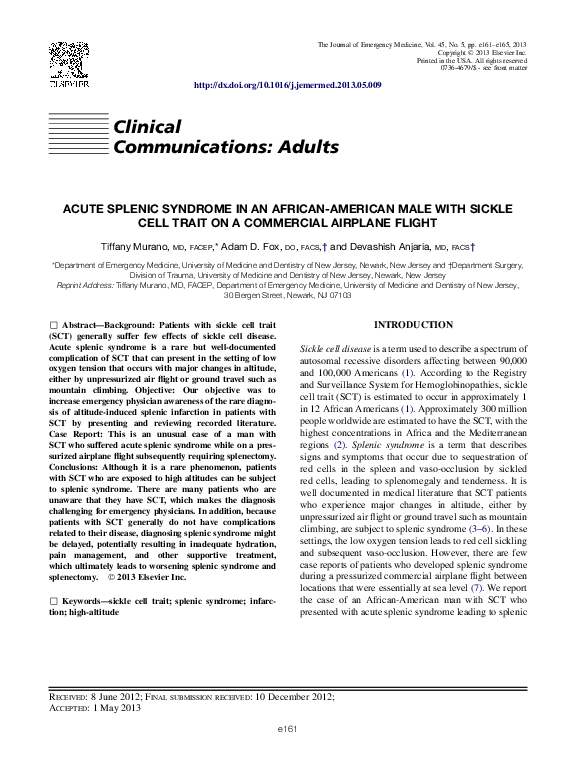 (PDF) Acute Splenic Syndrome in an African-American Male with Sickle ...