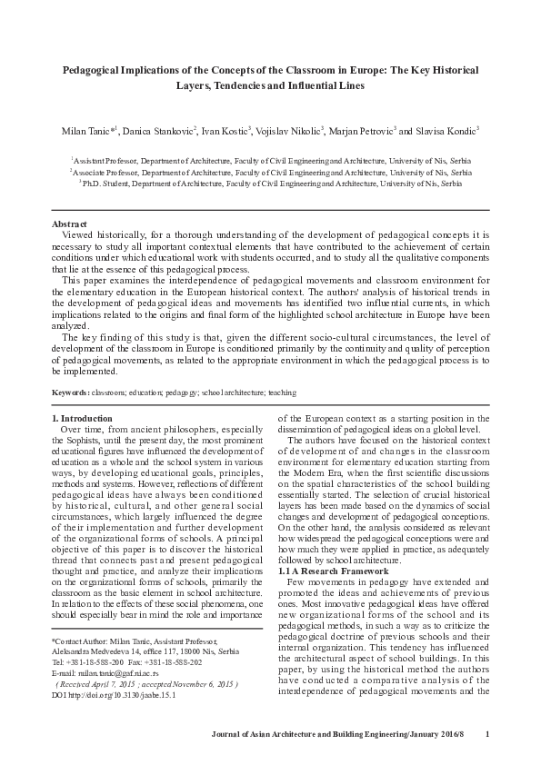 (PDF) Pedagogical Implications of the Concepts of the Classroom in ...