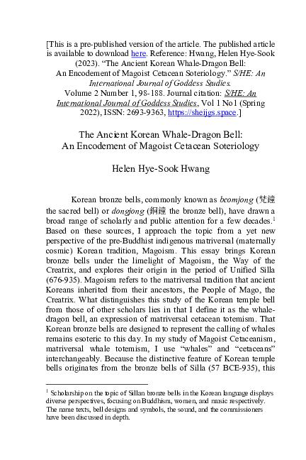 (PDF) The Ancient Korean Whale-Dragon Bell: An Encodement of Magoist ...