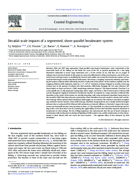 (PDF) Decadal-scale impacts of a segmented, shore-parallel breakwater ...