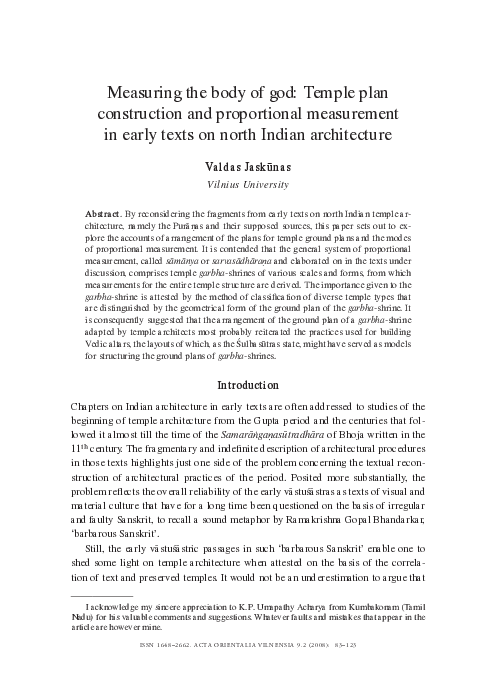 (PDF) Measuring the body of god: Temple plan construction and ...