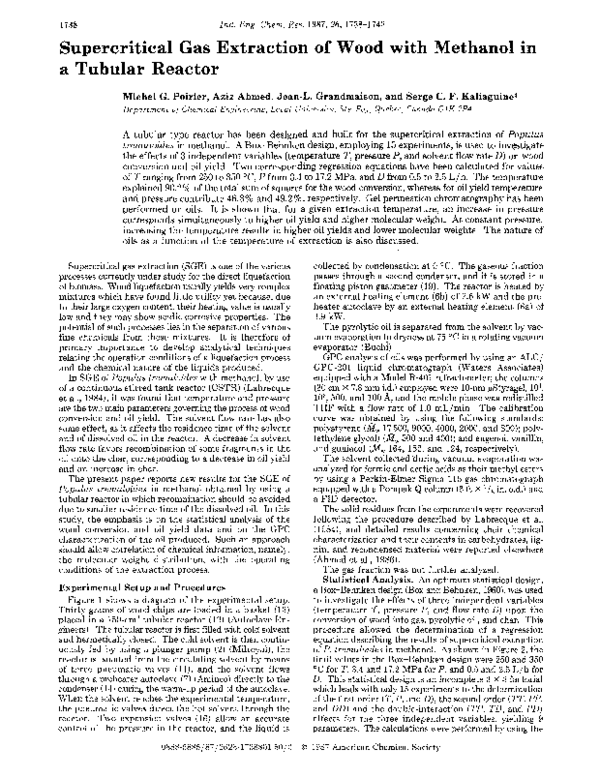 (PDF) Supercritical gas extraction of wood with methanol in a tubular ...