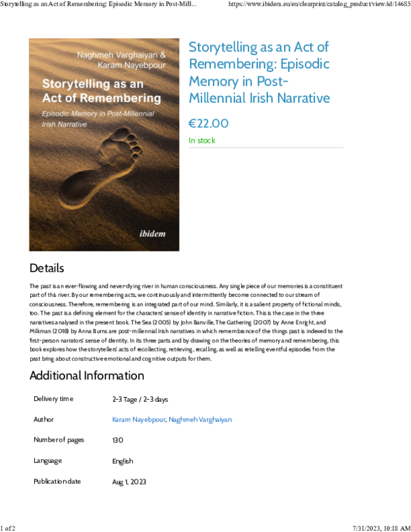 (PDF) Storytelling as an Act of Remembering: Episodic Memory in Post ...