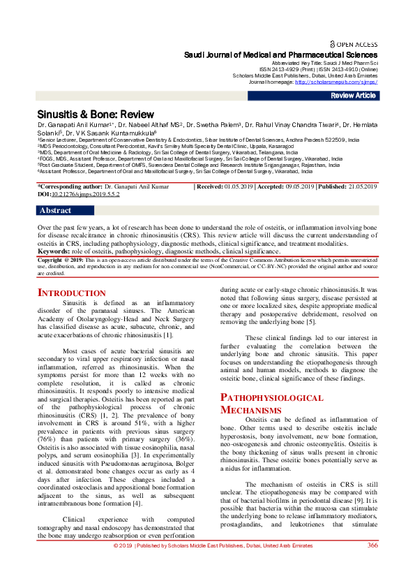 (PDF) Sinusitis & Bone : Review