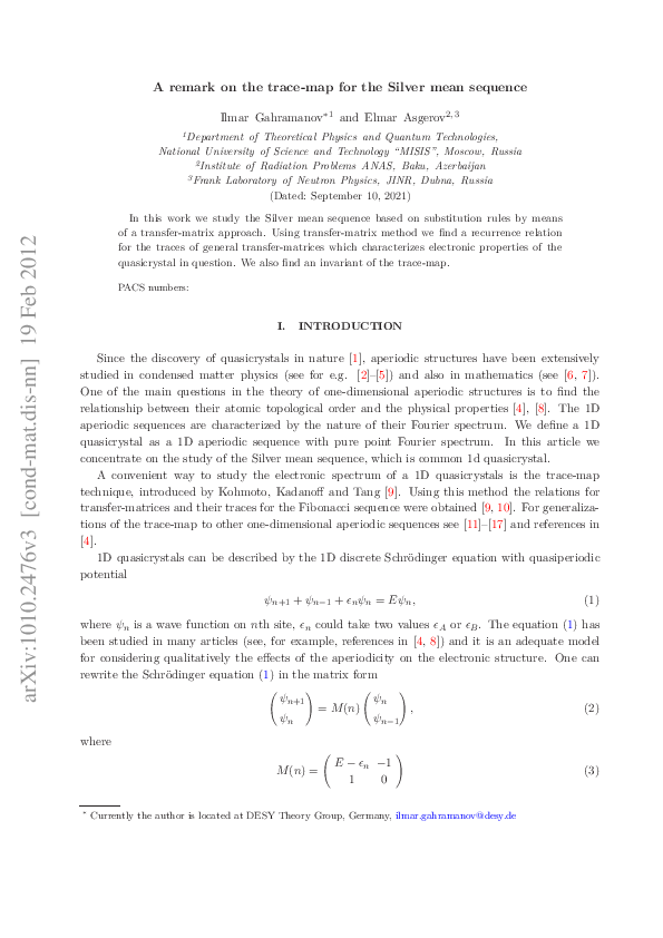 (PDF) Trace-map technique for the Pell sequence