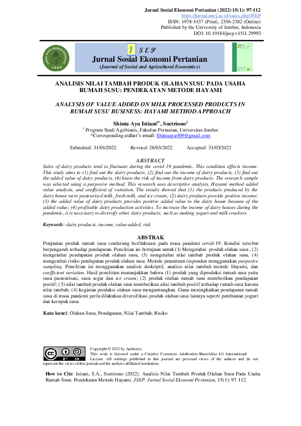 (PDF) Analisis Nilai Tambah Produk Olahan Susu Pada Usaha Rumah Susu ...