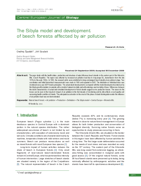 (PDF) The Sibyla model and development of beech forests affected by air ...