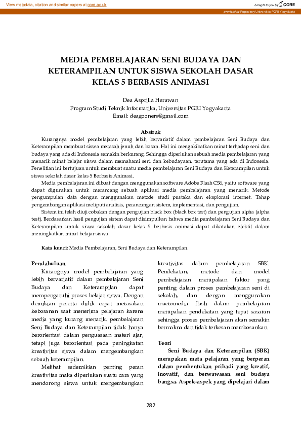 (PDF) Media Pembelajaran Seni Budaya Dan Keterampilan Untuk Siswa Sekolah Dasarkelas 5 Berbasis ...