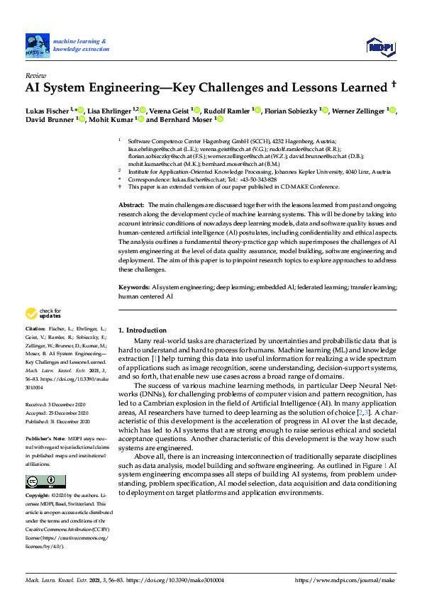 (PDF) AI System Engineering—Key Challenges and Lessons Learned