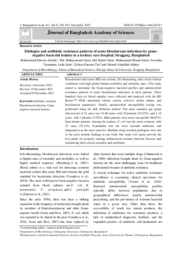 (PDF) Bacterial profile, their anti biogram and a light on emerging ...