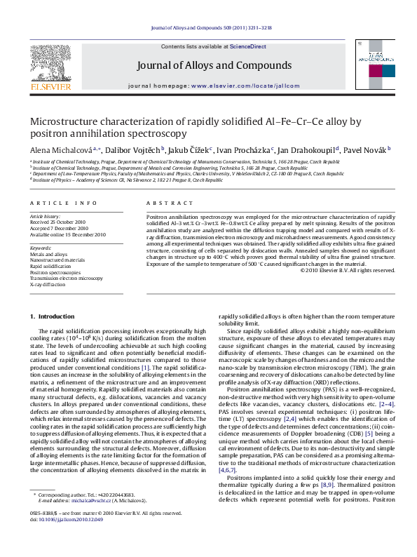 (PDF) Microstructure characterization of rapidly solidified Al–Fe–Cr–Ce ...