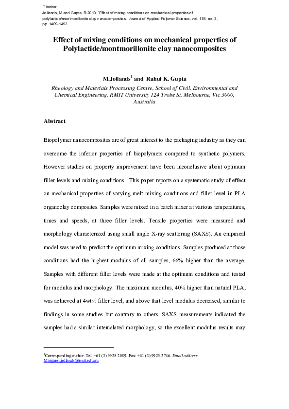 (PDF) Effect of mixing conditions on mechanical properties of ...