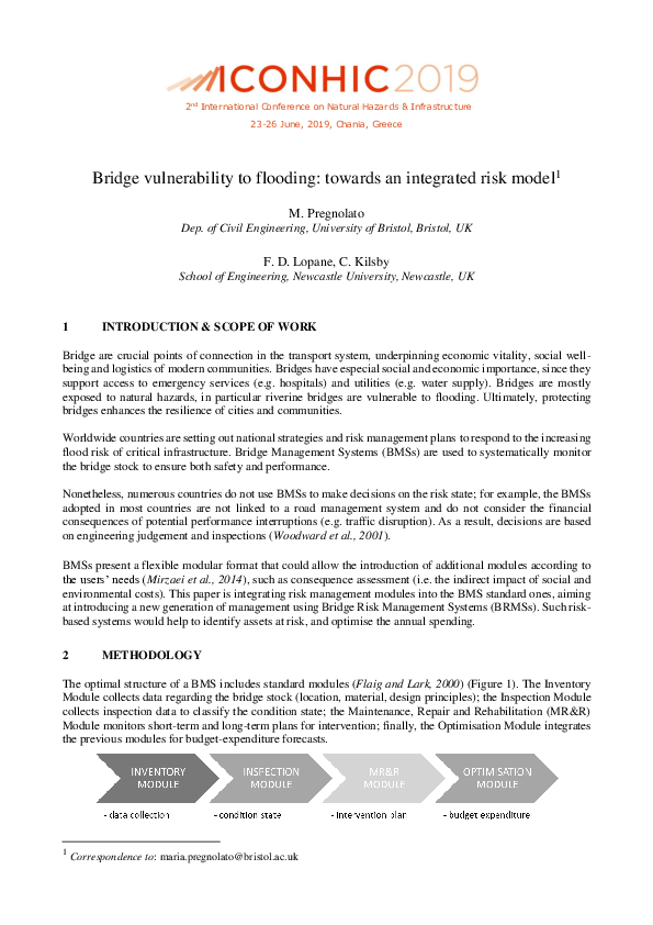 (PDF) Bridge vulnerability to flooding: towards an integrated risk model 1