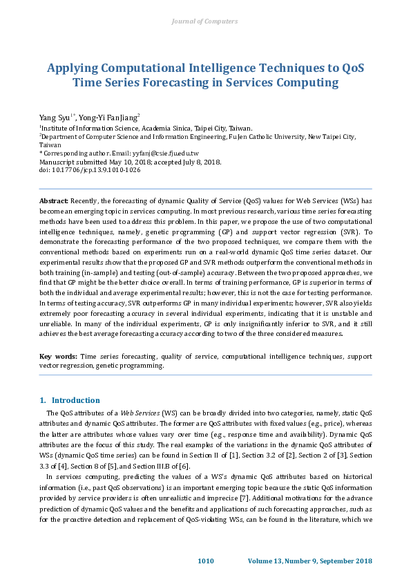 (PDF) A comparison of computational intelligence techniques for energy time series forecasting