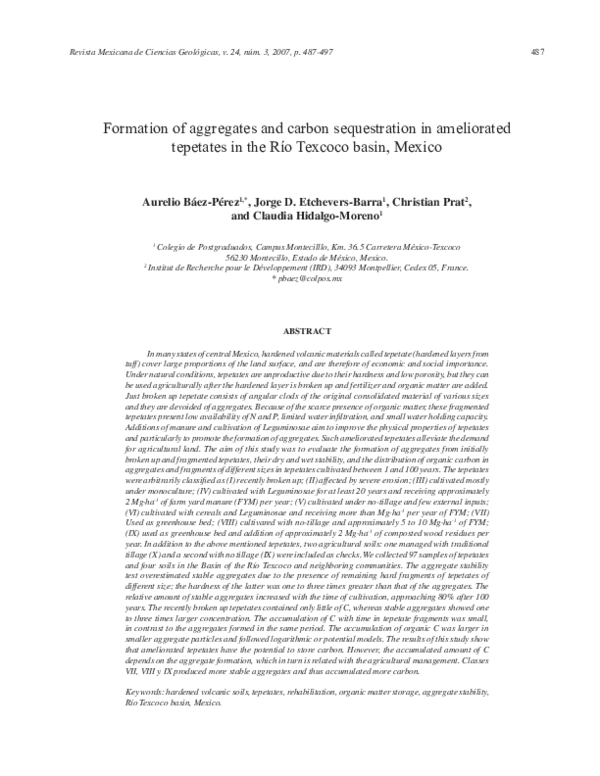 (PDF) Formation of aggregates and carbon sequestration in ameliorated ...