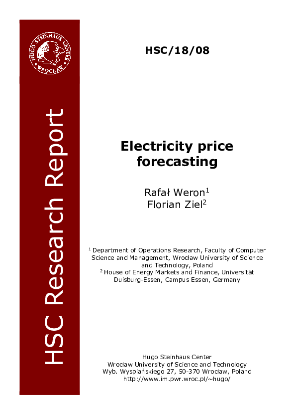 Pdf Electricity Price Forecasting