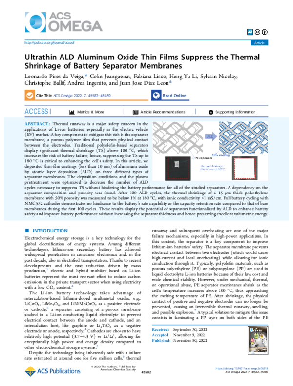 (PDF) Ultrathin ALD Aluminum Oxide Thin Films Suppress the Thermal ...