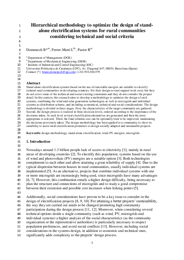 (PDF) Hierarchical methodology to optimize the design of stand-alone electrification systems for ...