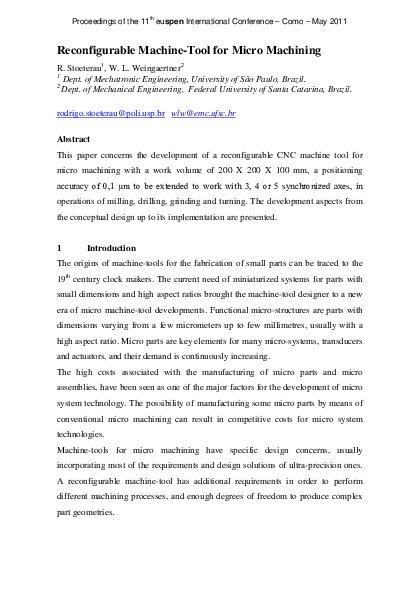 (PDF) Reconfigurable Machine-Tool for Micro Machining